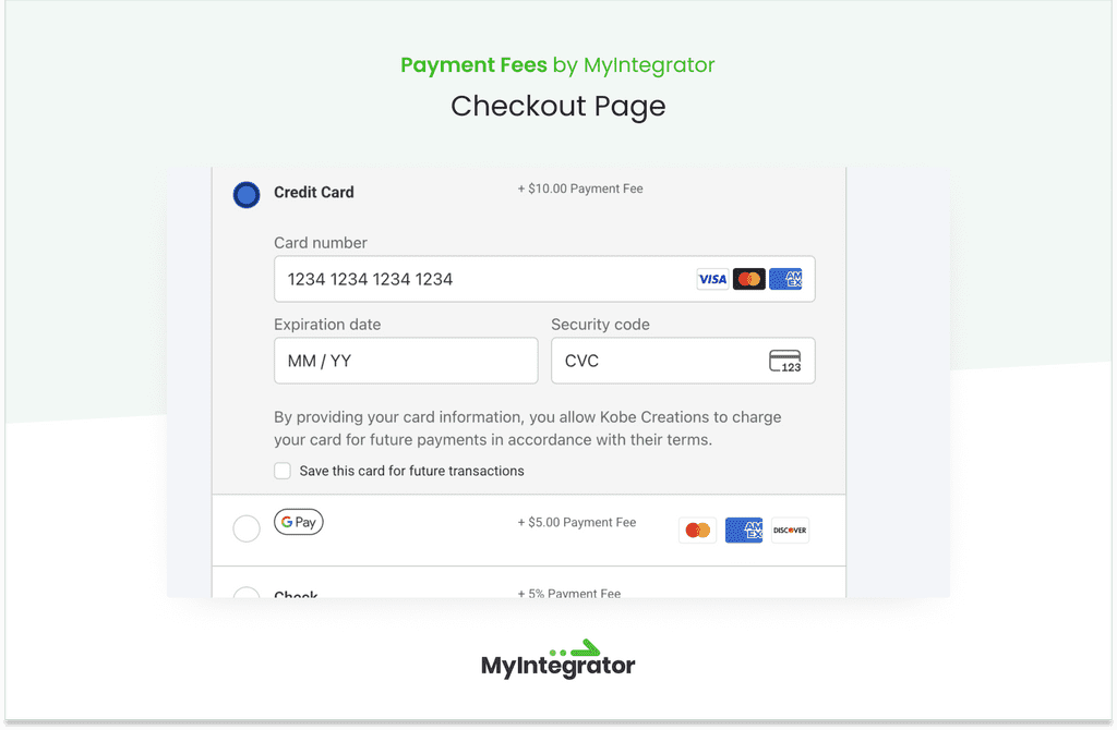 Add Payment Method Fees at Checkout – BigCommerce App - MyIntegrator